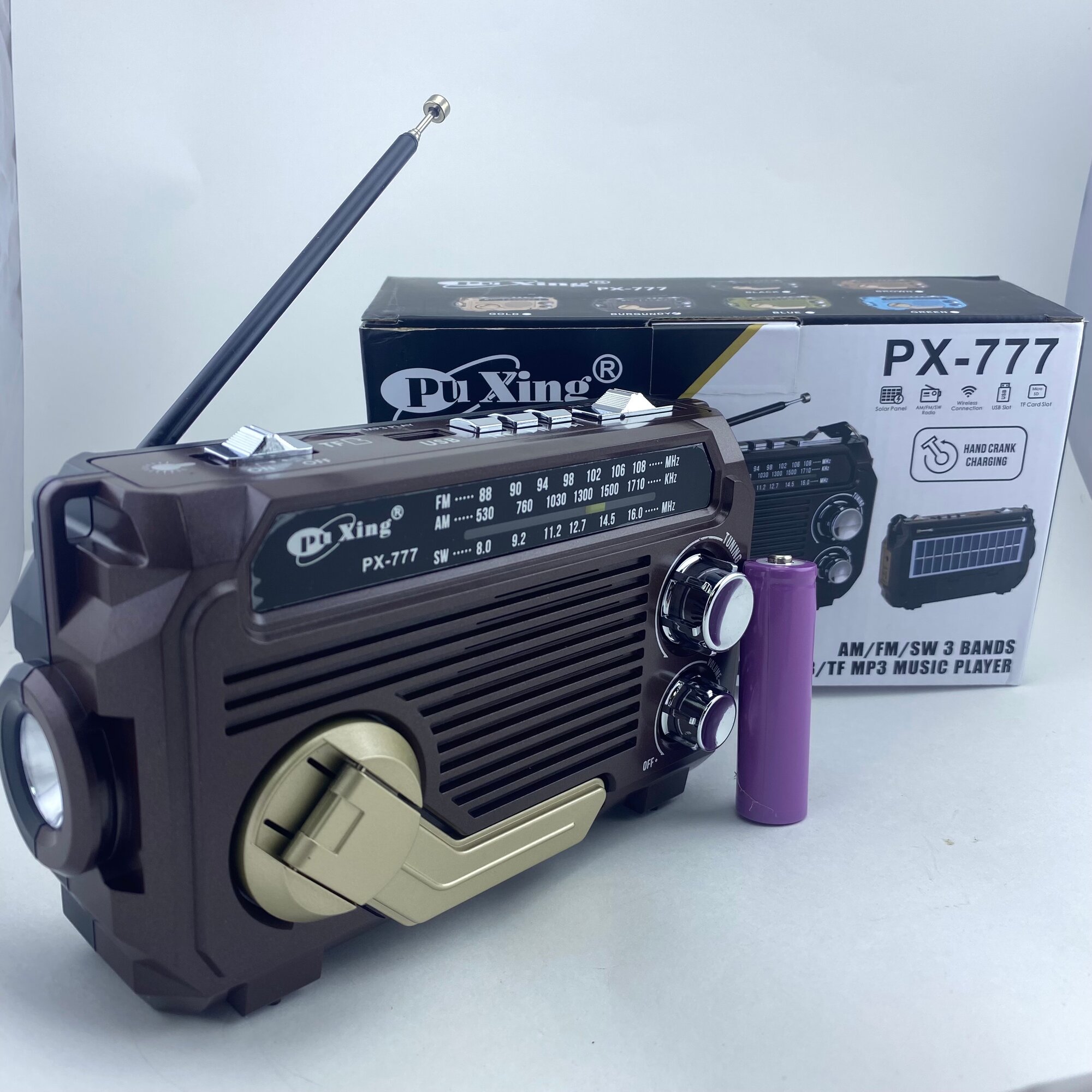 Радиоприемник аварийный JOC PX-777BT USB, microSD, Bluetooth, солнечная батарея, рукоятка механической зарядки