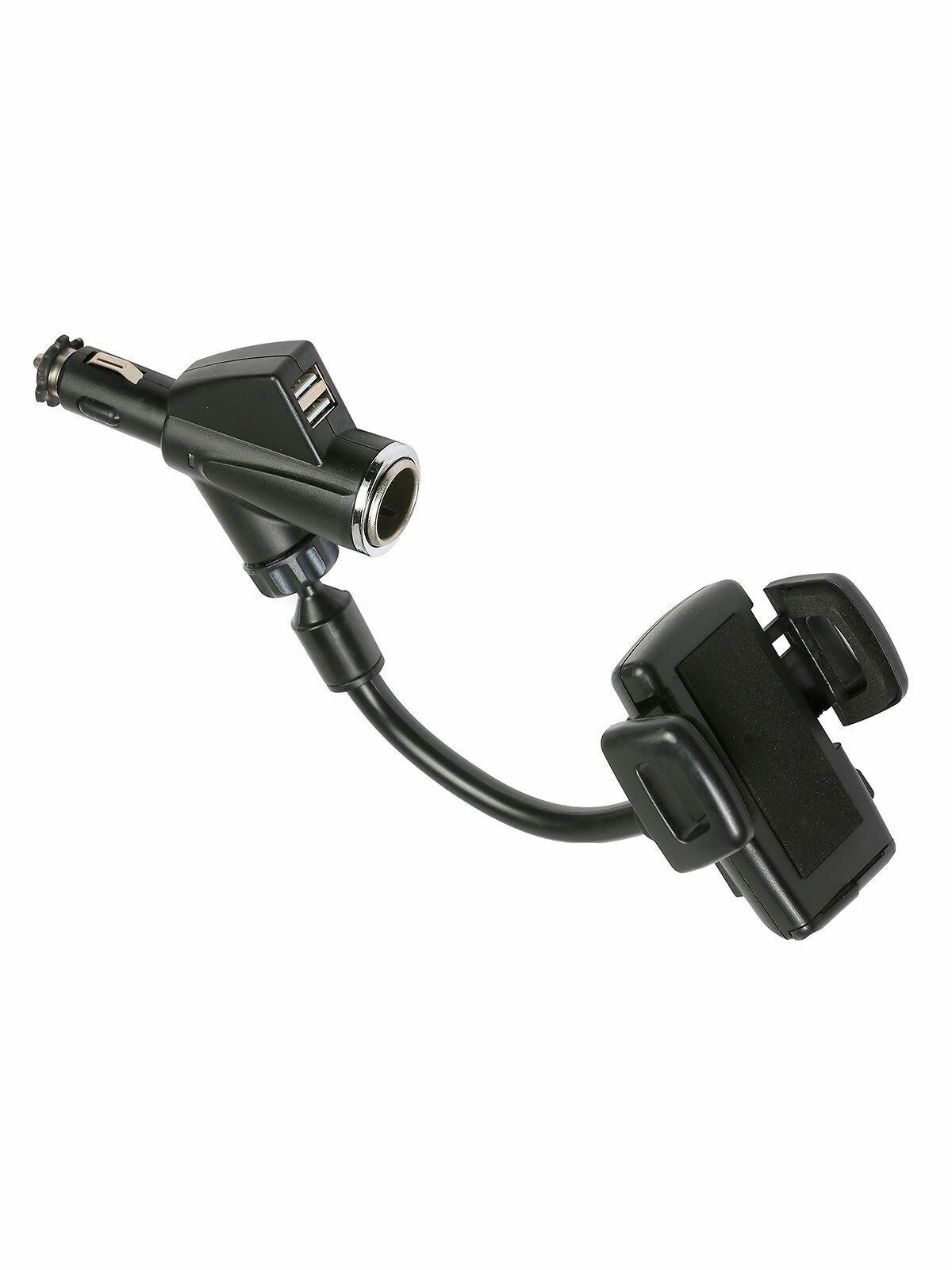 Держатель для мобильных устройств на ножке в прикуриватель с USB+гнездо (26185)