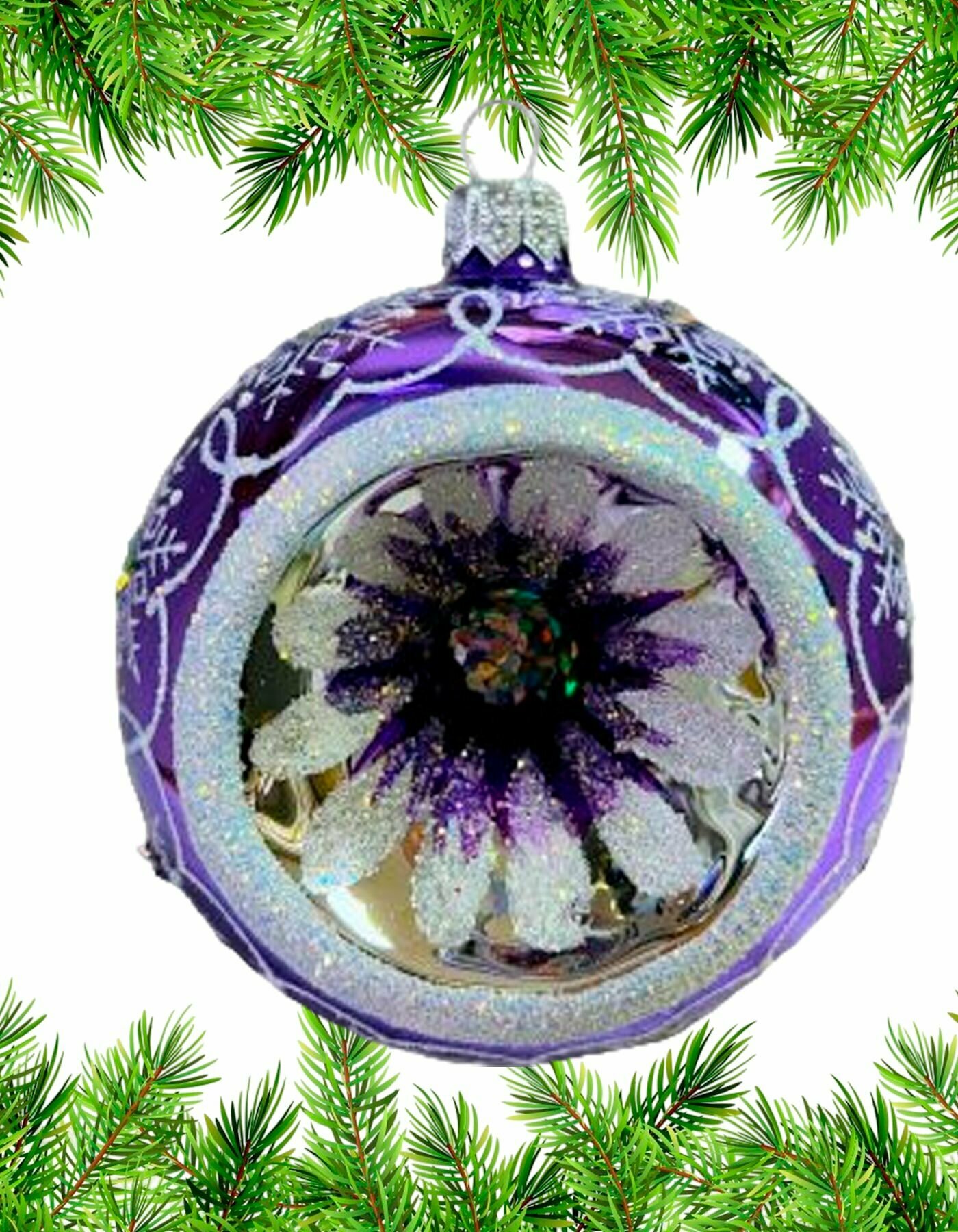 Шар на елку 85мм с прожектором "Прелесть"