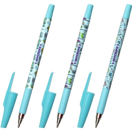 Ручка шариковая Юнландия "CARS", синяя, SOFT TOUCH покрытие, узел 0,7 мм, линия письма 0,35 мм, 143728