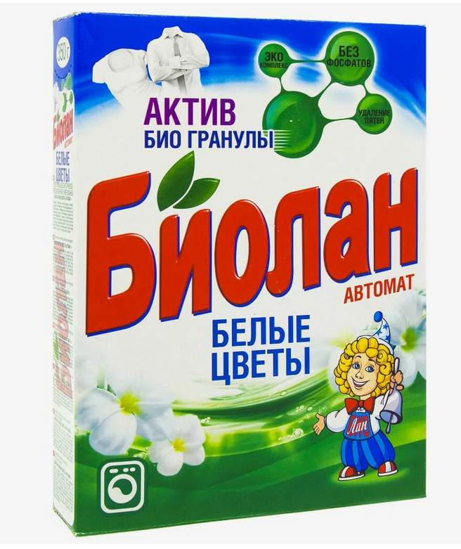 Порошок стиральный Биолан автомат Белые цветы, 350 г