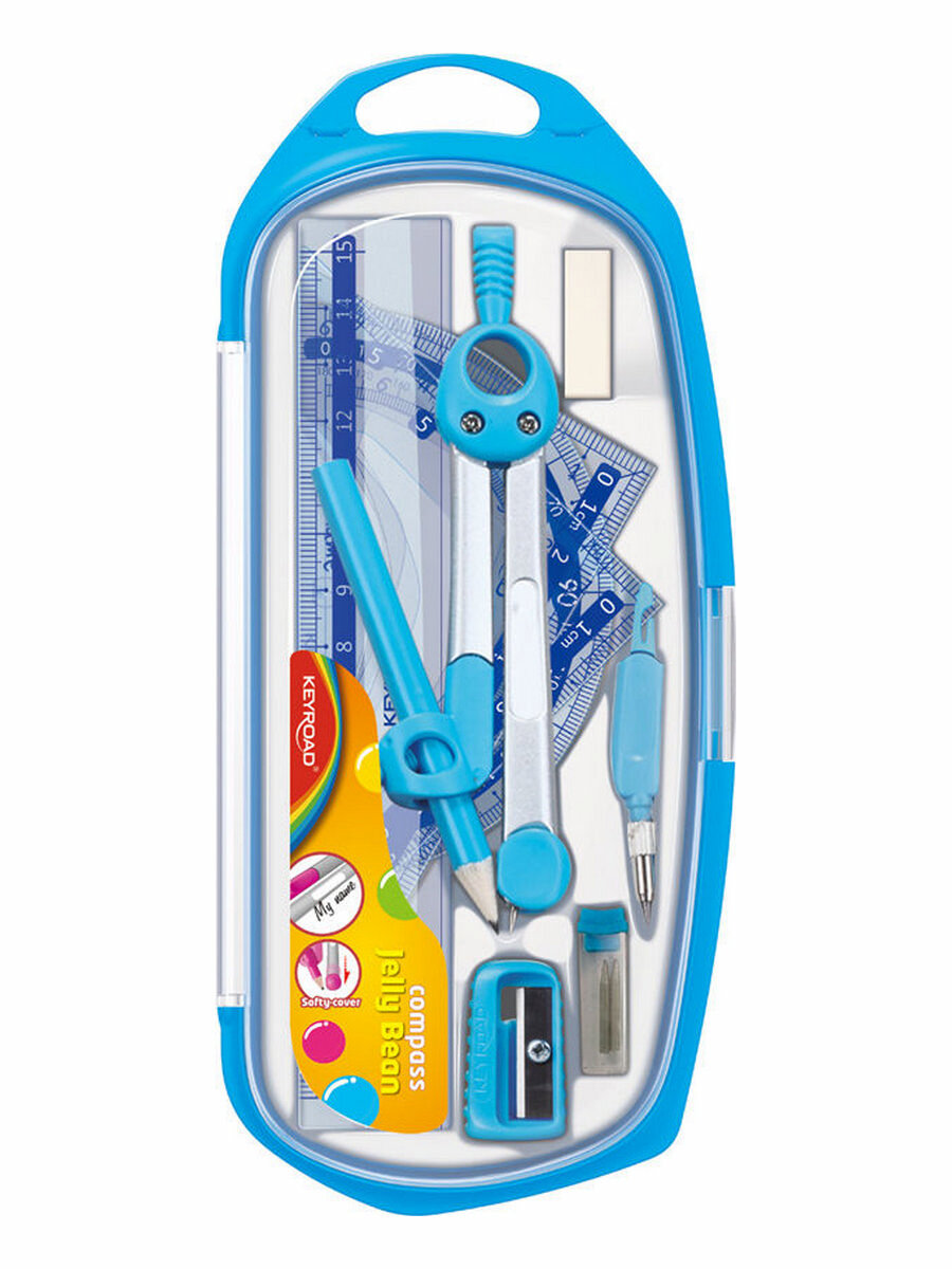 Чертежный набор Jelly Bean из 11 предметов голубой