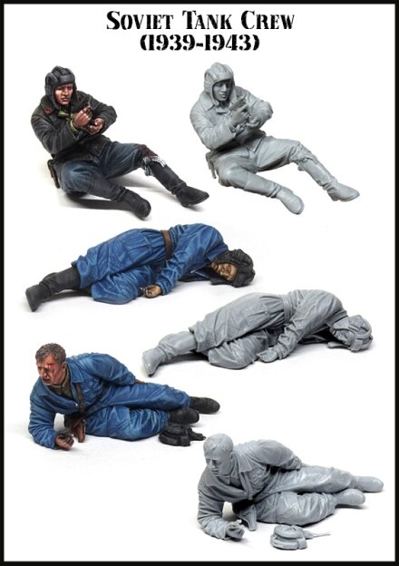 EM35171 Evolution Miniatures Экипаж советского танка (3 фигуры, 1939-43гг) Масштаб 1/35