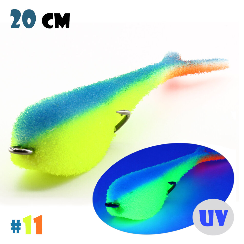 Поролоновый Слаг Мормыш с Открытым Двойником 20 см #11 (2 шт.)