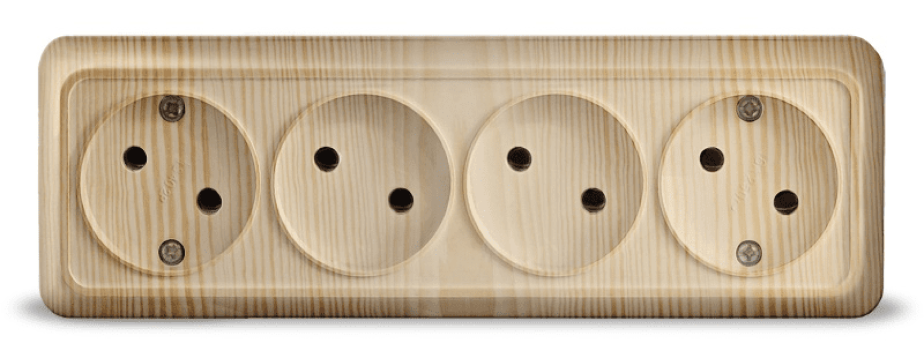 Розетка силовая штепсельная UNIVersal / Юниверсал Олимп еврослот, 16А 220В ОП сосна, 4-местная без заземляющих контактов, 1174 / электрооборудование