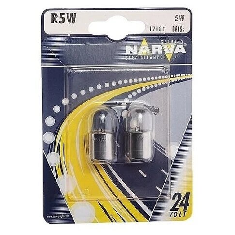 Лампа подсветки Narva 17181B2 R5W 24V 5W блистер 2 шт, 2