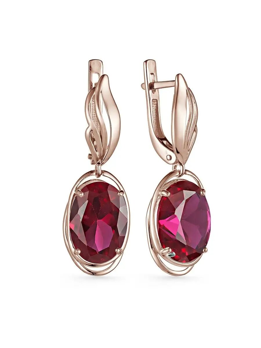Серьги, красное золото, 585 проба, рубин
