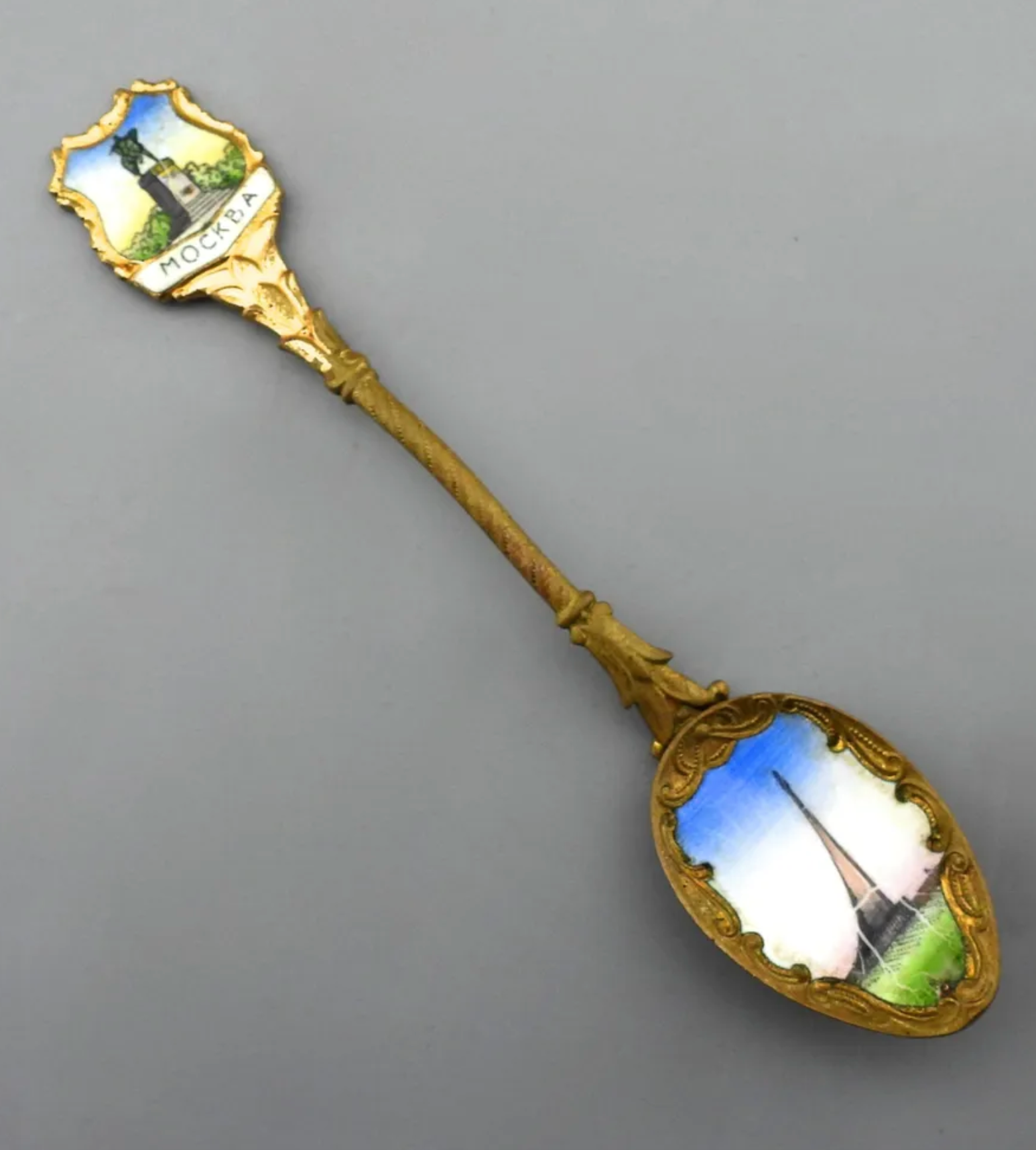 Чайная ложка москва латунь горячая эмаль СССР
