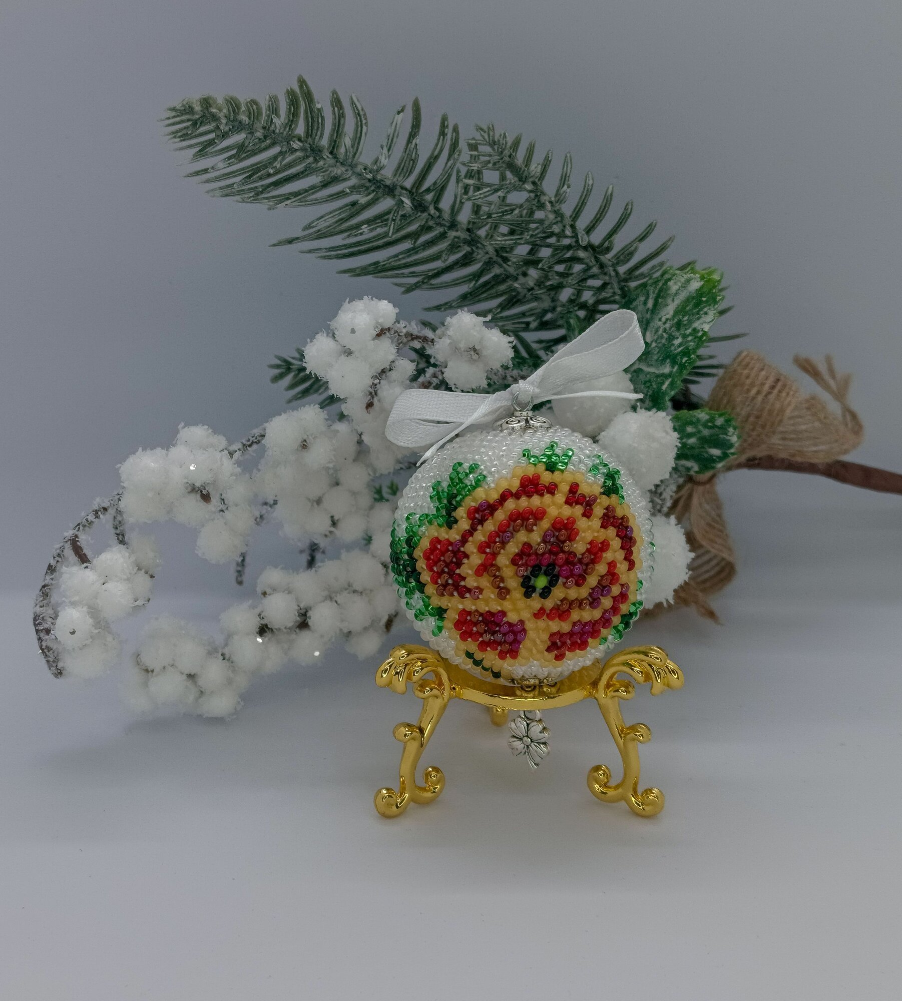 Елочная Игрушка Змейка, Шарики на Елку из Бисера, Ручная работа.