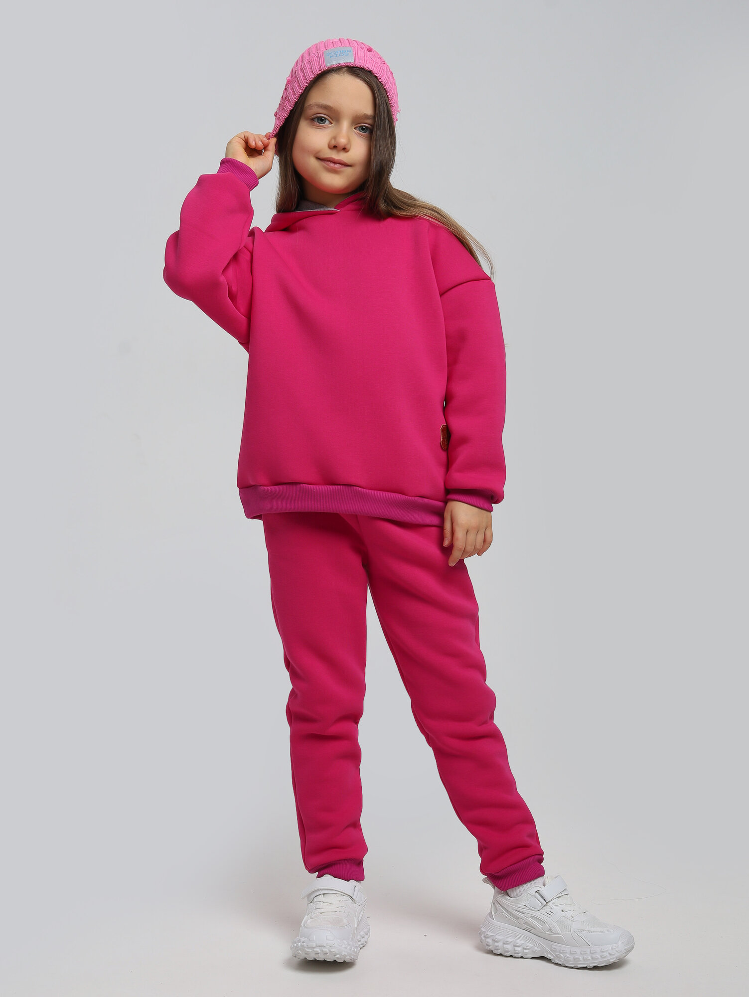 Комплект одежды Спортивный костюм детский теплый с толстовкой, с начесом, размер 104, розовый