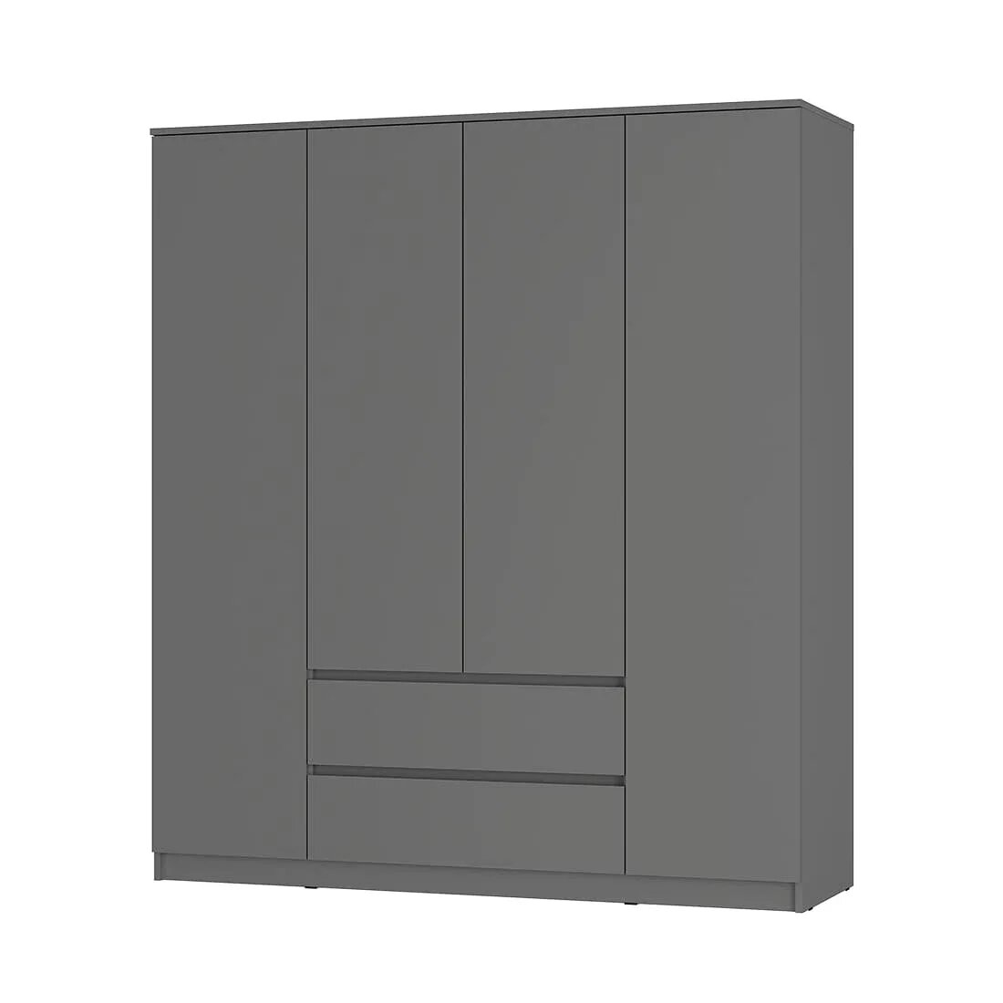 Шкаф 4-х створчатый «Симпл» ШК-13 с ящиками, графит (1602х514х1900)