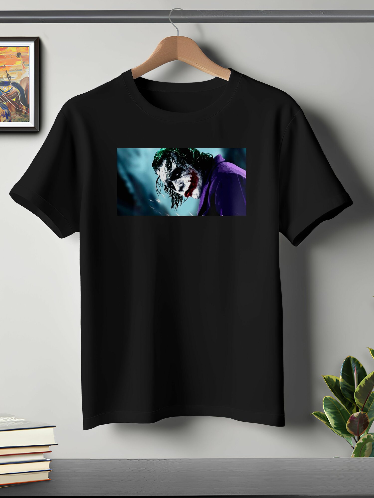 Футболка ONEQ унисекс 52-54 (XXL) размер с принтом Джокер, черная