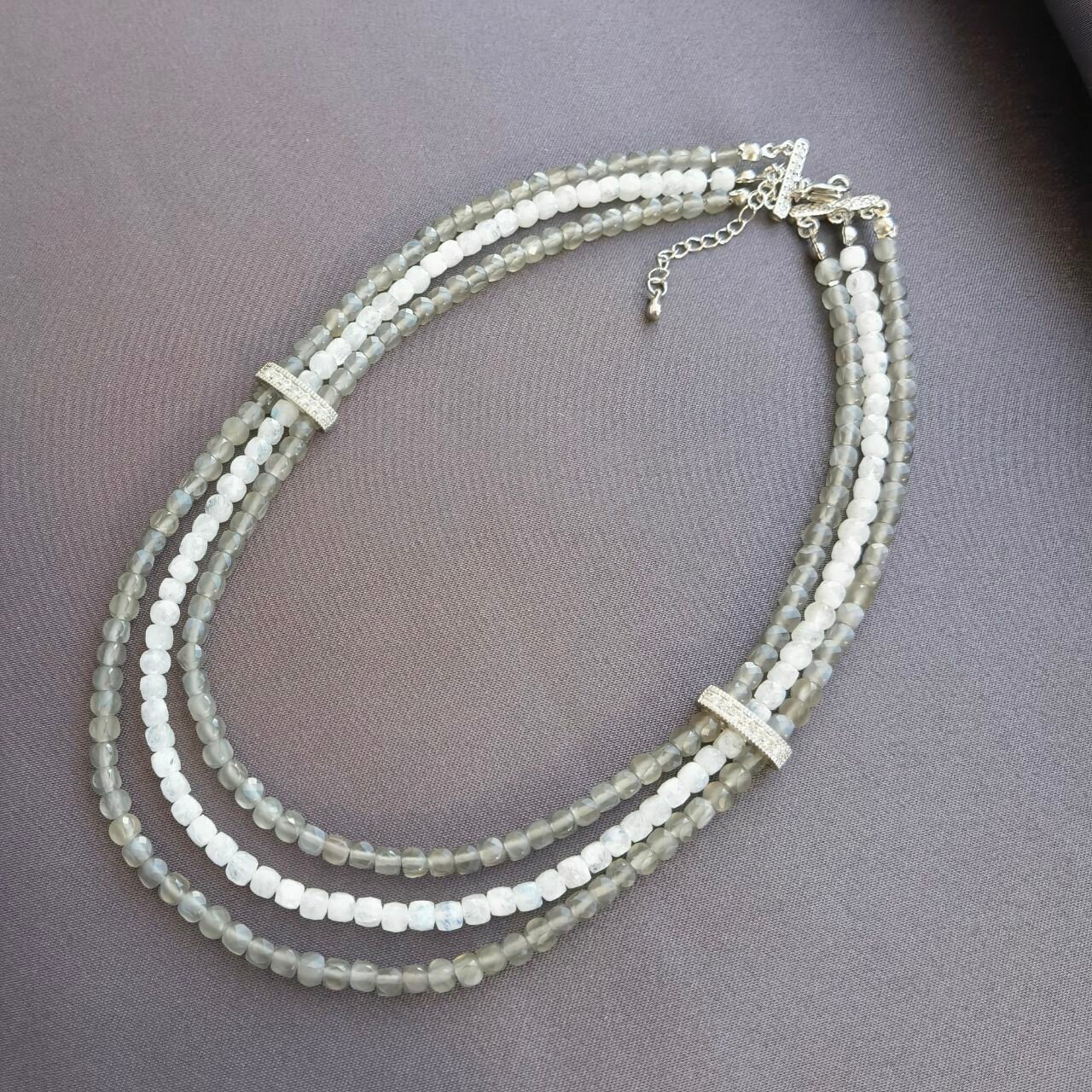 Серьги Камни Елены, лабрадорит, лунный камень