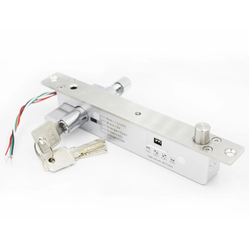 Электронный дверной замок, электрический врезной замок с засовом, врезной замок, задержка времени, НЕТ неисправностей, надежное прочность, электрический болт с цилиндром