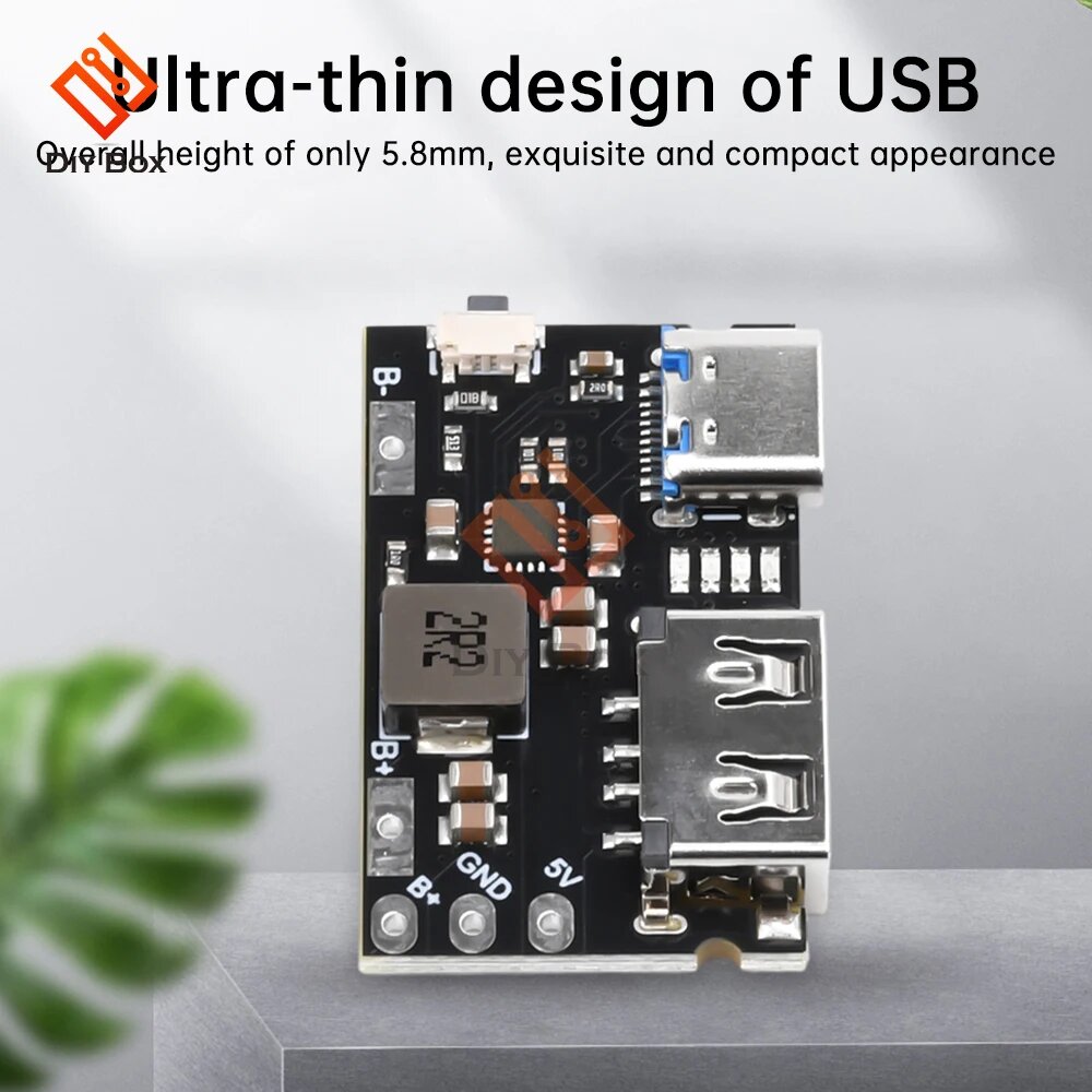 Тип C + USB 5 В 2.4A зарядный Модуль разрядника Одиночная плата зарядного устройства для литиевой батареи 5 в поддерживает зарядку и разрядку