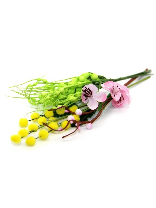 Набор декоративных букетиков Рукоделие 3 композиции, веточки, колоски, цветы