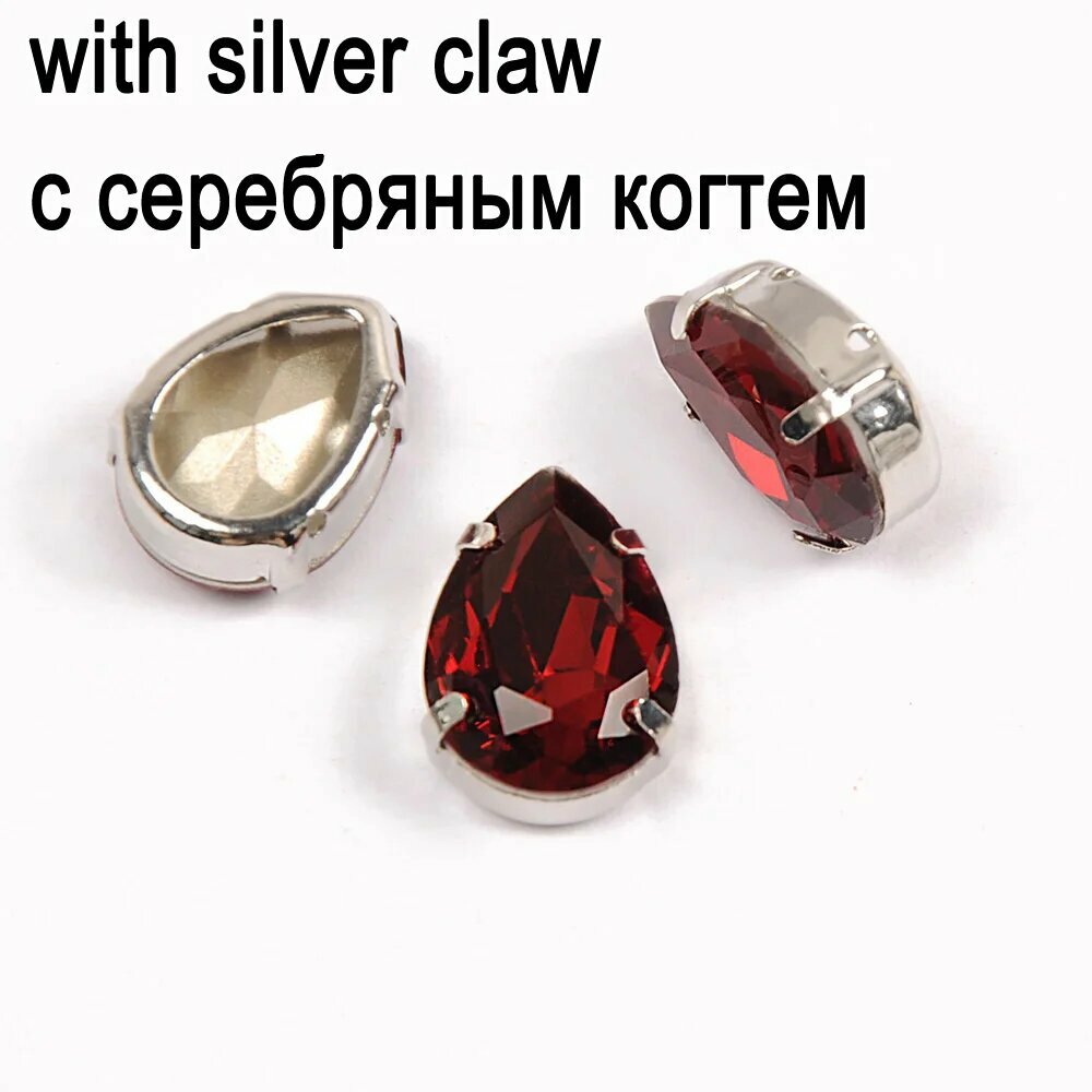 Стразы 6x8 мм, кристаллы с серебряной оправой, 21шт