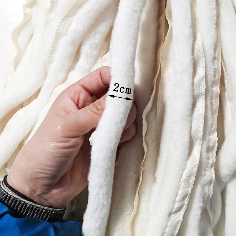 Лента искусственный мех 1 метр Белый, Beige 2cm