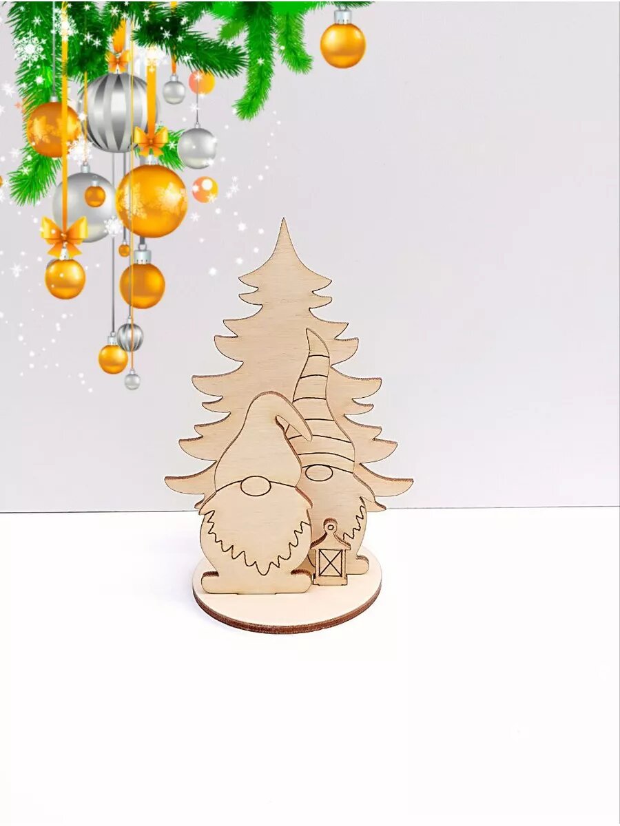 Фигурка садовая, деревянная заготовка, гномы, новый год