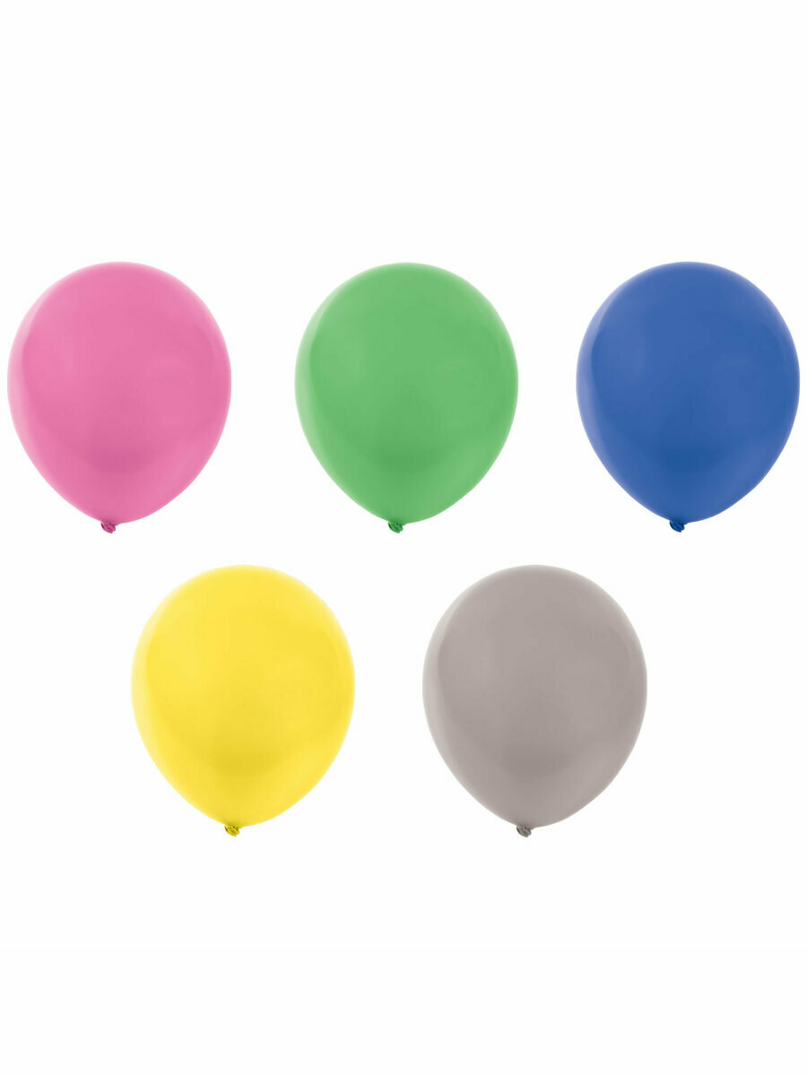 Шары воздушные Золотая Сказка, 12", 30 см, комплект 10 штук, перламутровые, ассорти 5 цветов, пакет