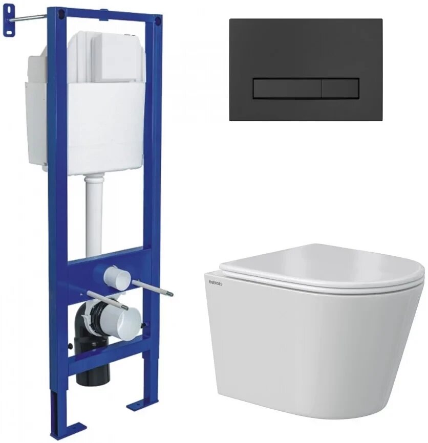 Комплект подвесной унитаз Berges Vita + система инсталляции Berges Atom Line 410 043382