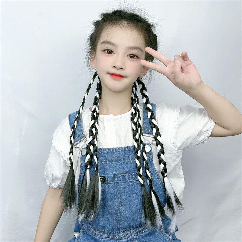 Детский парик для бокса с косичками, женский конский хвост, дреды, высокотемпературное волокно Y2K, длинная косичка