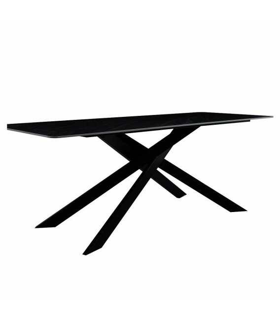 DT330 Стол обеденный Austrilia sand black 200*80*76, керамич. столешница, основание металл черный