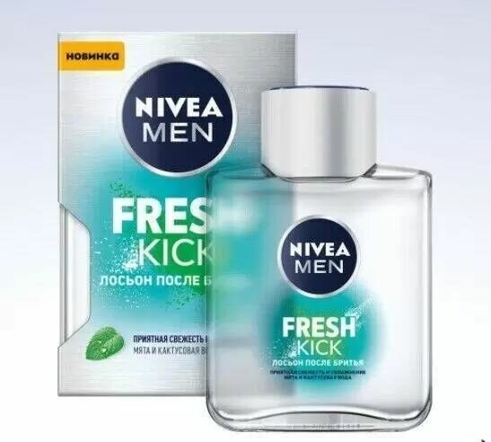 Лосьон после бритья Nivea Fresh kick, кактусовая вода и экстракт мяты, 100 мл