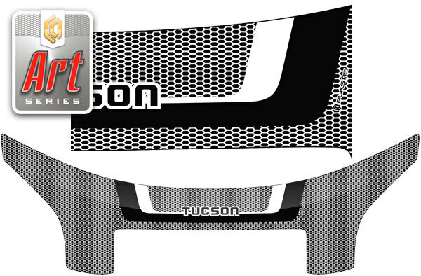 Дефлектор капота (exclusive) (Серия Art белая) Hyundai Tucson