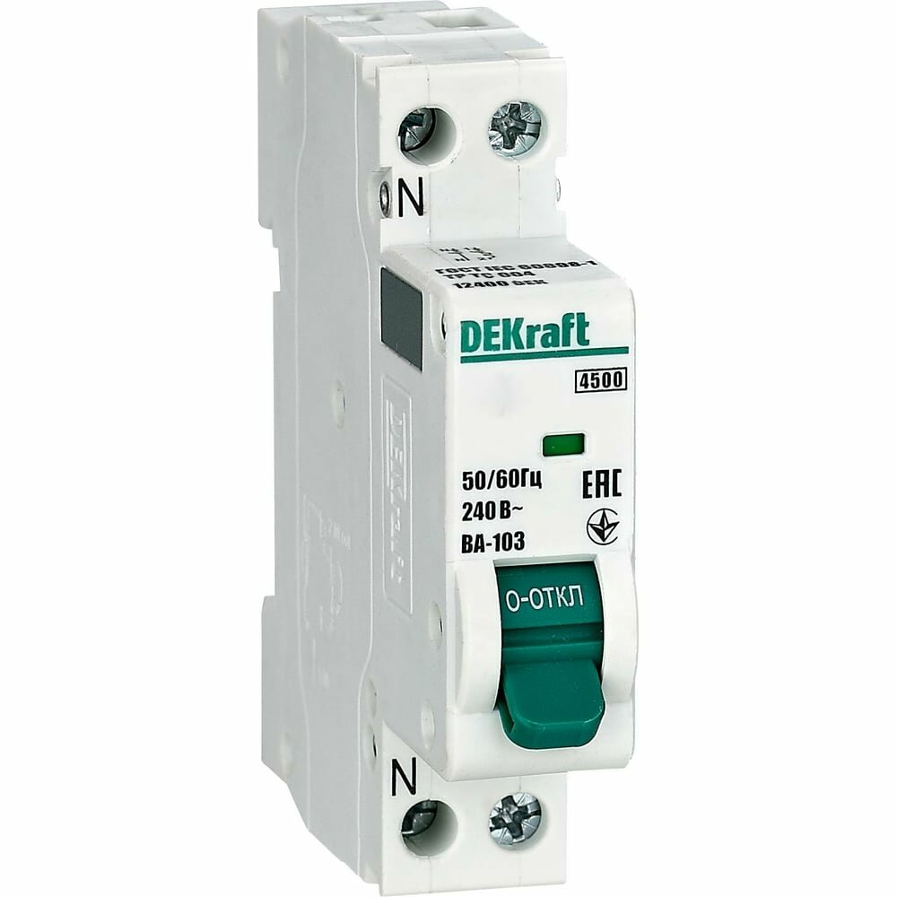 Автоматический выключатель DEKraft 1+n 16а х-ка c ва-103 4,5ка 12402DEK