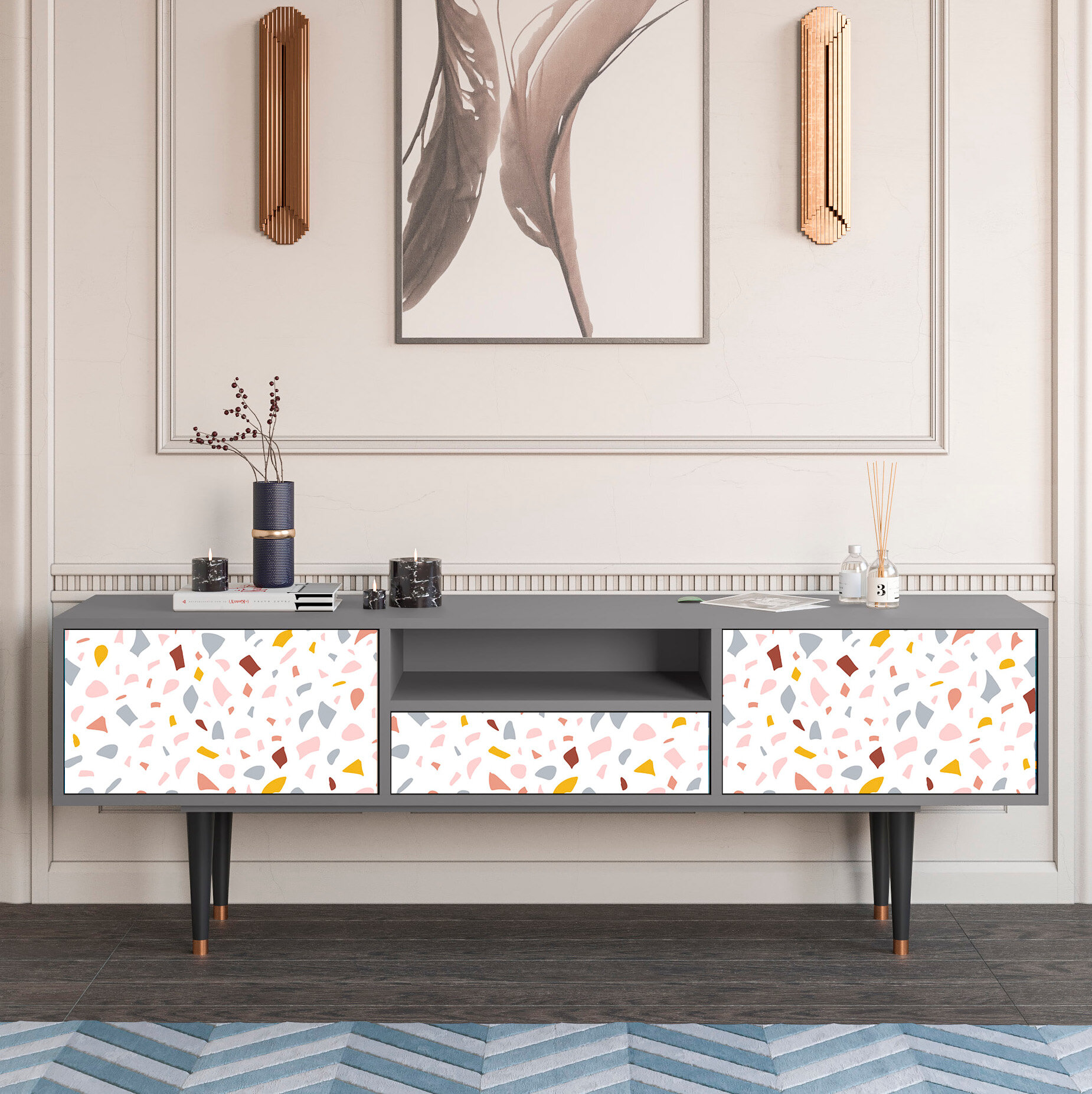 ТВ-Тумба - STORYZ - T6 Marmelade Cheese, Размер - 170 x 69 x 41 см, Цвет корпуса - , Серый