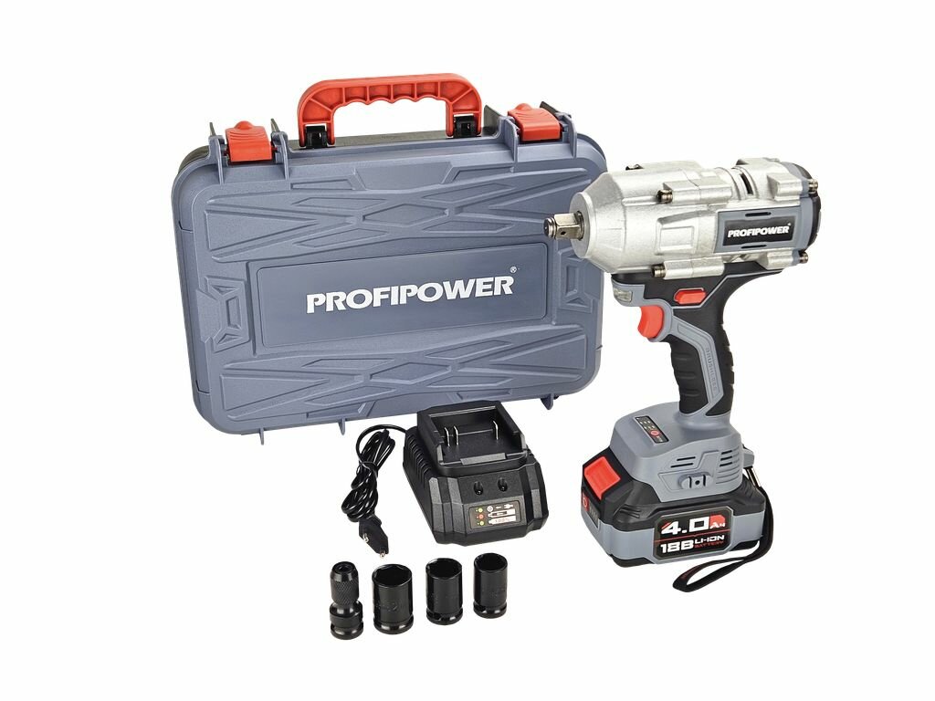 Гайковерт PROFIPOWER E0186, ударный, аккумуляторный, бесщеточный, 18В