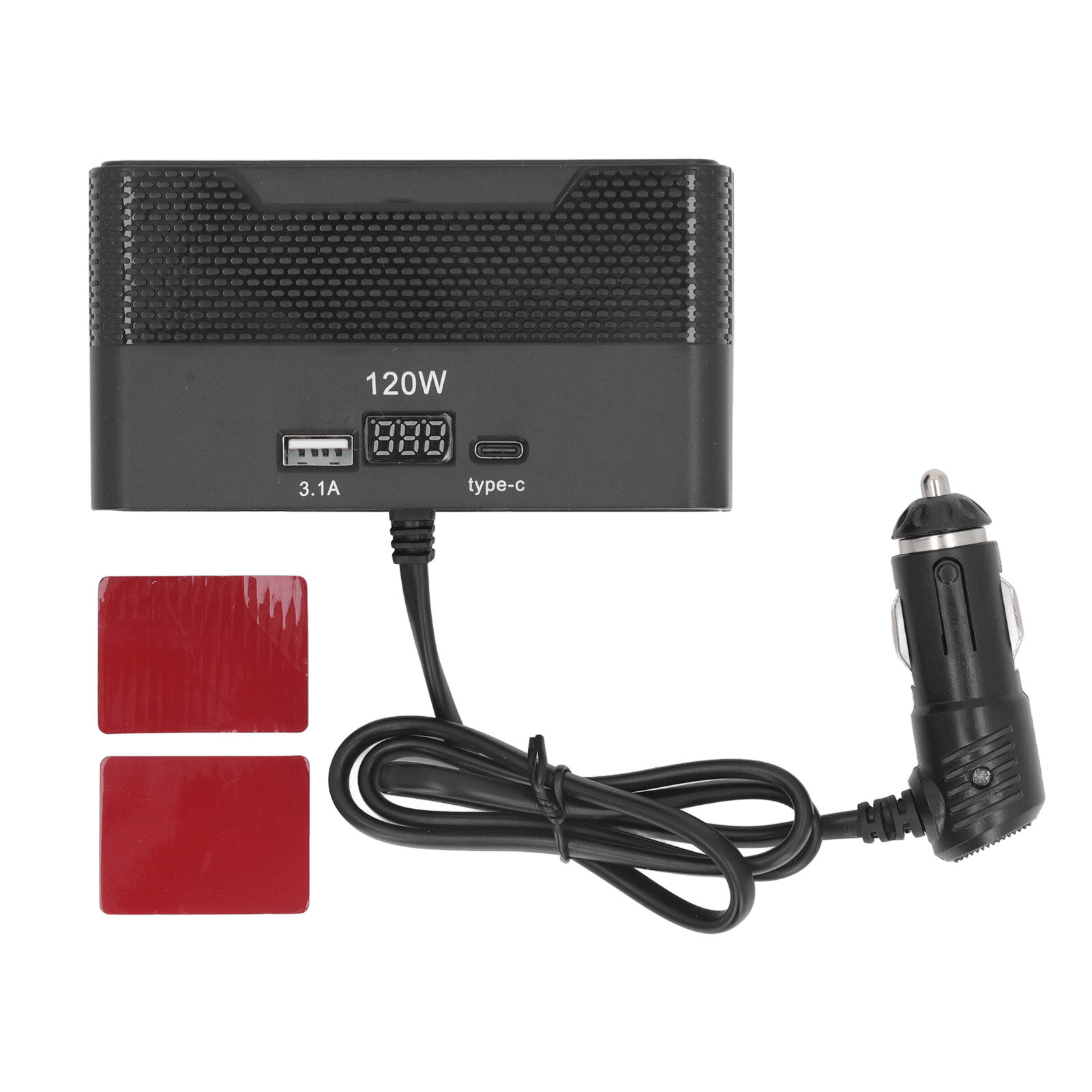 Автомобильная сигарета более легкая сплиттер 4 сокетские сокты напряжение дисплей USB Тип C порт порта Multi Port Power Forge для транспортных средств