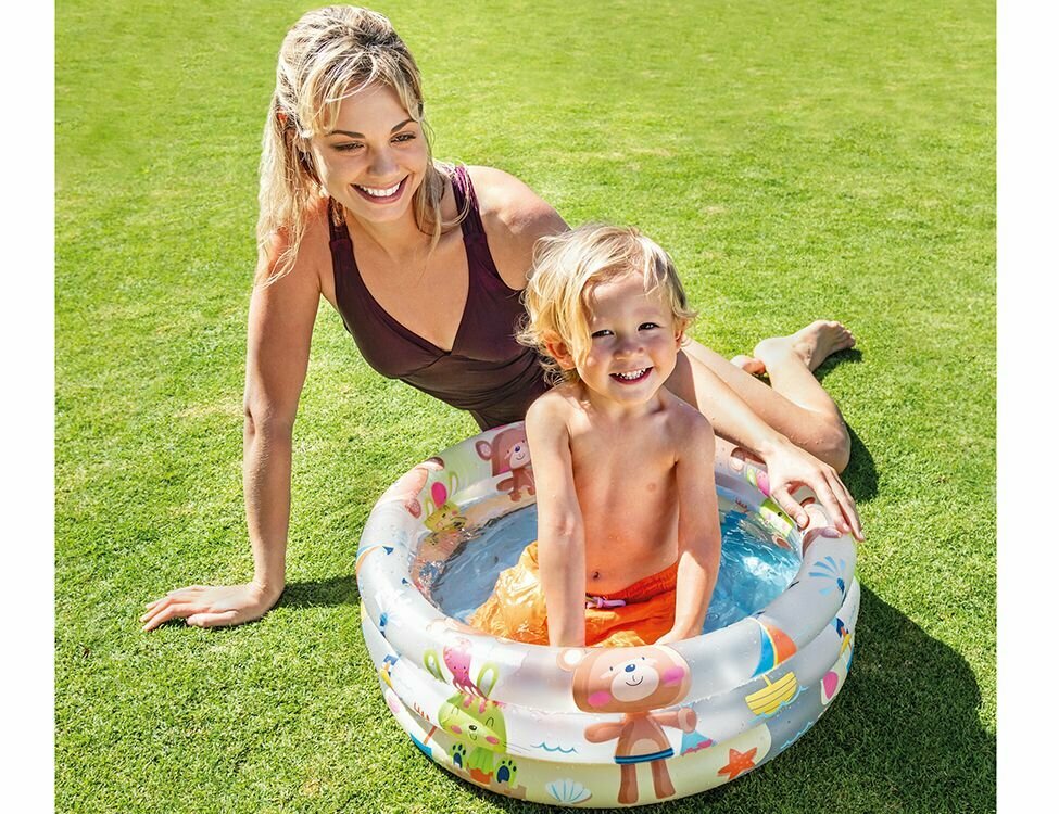 Детский надувной бассейн Пляжные друзья, надувное дно, 61х22 см, от 1 до 3 лет, 57106