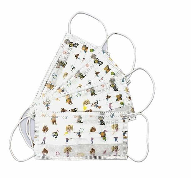 Маски 3-х слойные на резинке с рисунком барбоскины, (50шт), SENSE