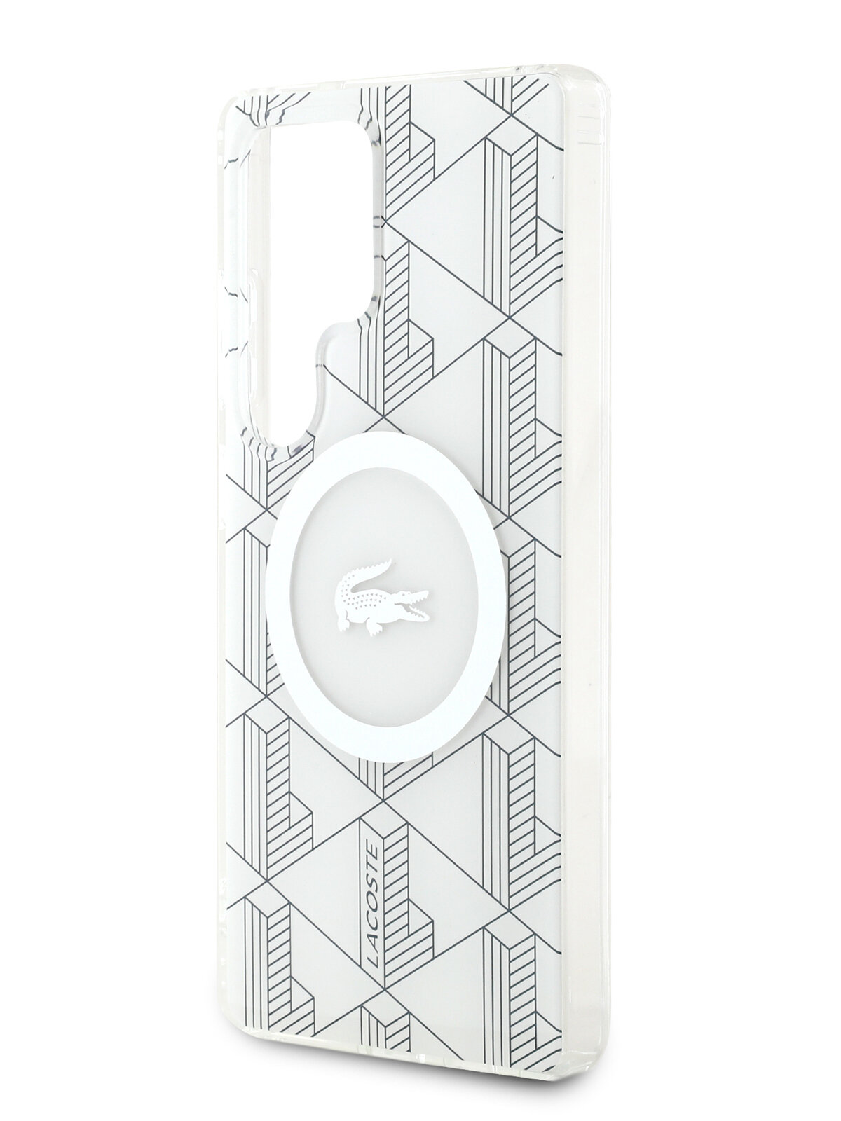 Lacoste для Galaxy S25 Ultra чехол PC/TPU Double layer Silver Croc logo Hard Farine (MagSafe)