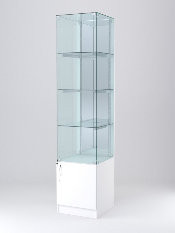 Витрина "астерия" №8 (с дверкой, задняя стенка - зеркало), Белый