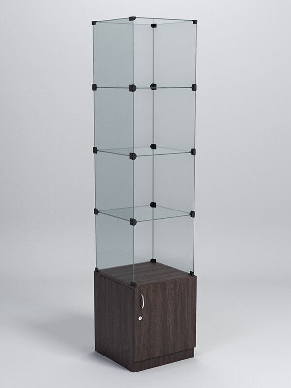 Витрина стеклянная "КУБ" №106 стаканчик (без дверок, передняя стенка - стекло), Дуб Венге