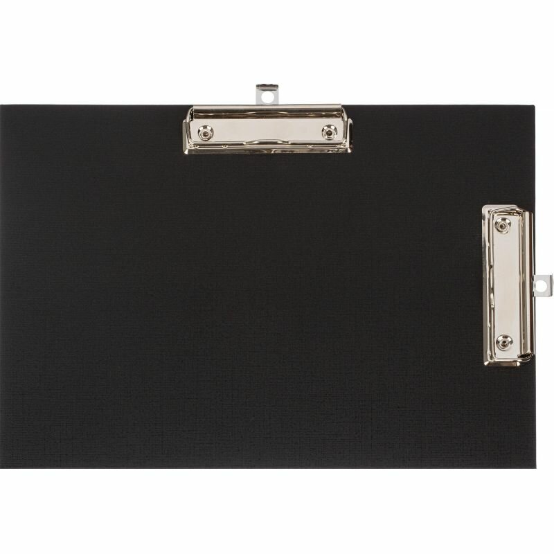 Планшет с зажимом А4 черный горизонтальный 2 зажима