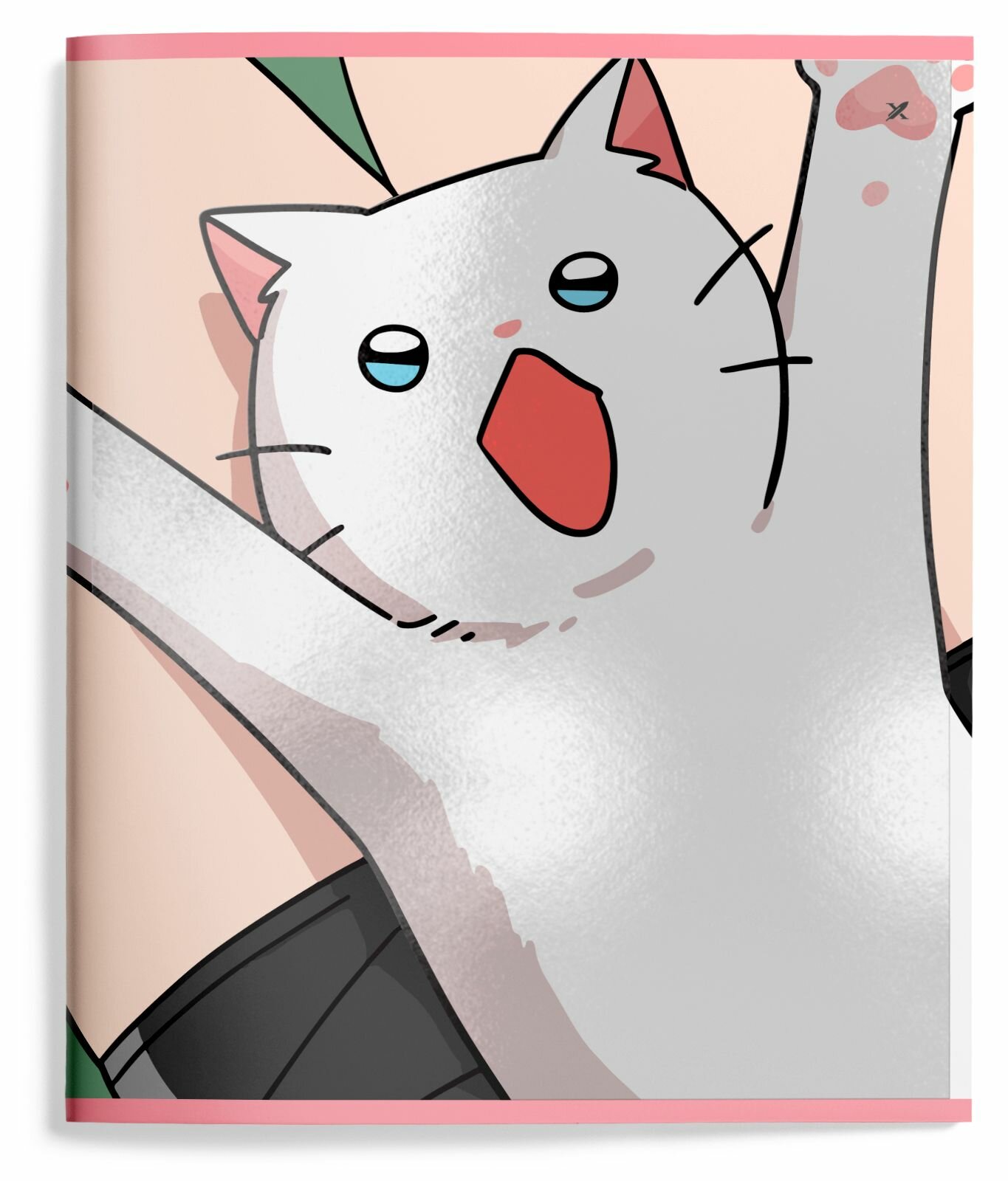 Тетрадь 48 л. 5шт, А5 клетка, на скрепке, LOREX SNAPPY CAT, запечатка форзаца, soft touch, выборочный УФ-лак