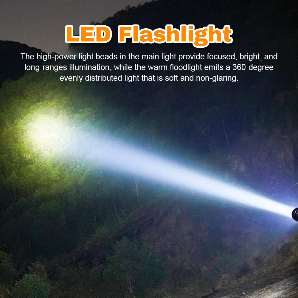 Многофункциональный светодиодный фонарик, портативный фонарь для кемпинга, водонепроницаемый, поддерживает 4 режима освещения для кемпинга, пешего туризма, приключений, осмотра