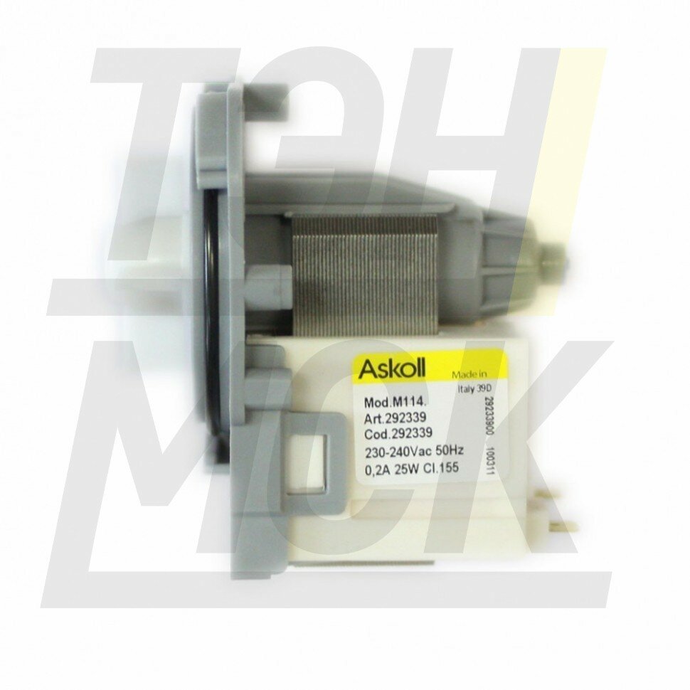 Сливной насос (помпа) для стиральной машины Electrolux, Zanussi, AEG, Askoll M114, 25W/40W, 3 защёлки, Р004