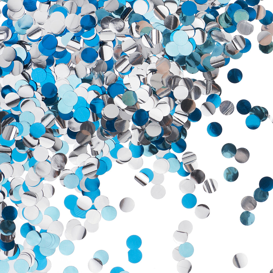 Конфетти Волна веселья Фольга круг голубой микс металлик 1 см 50 г