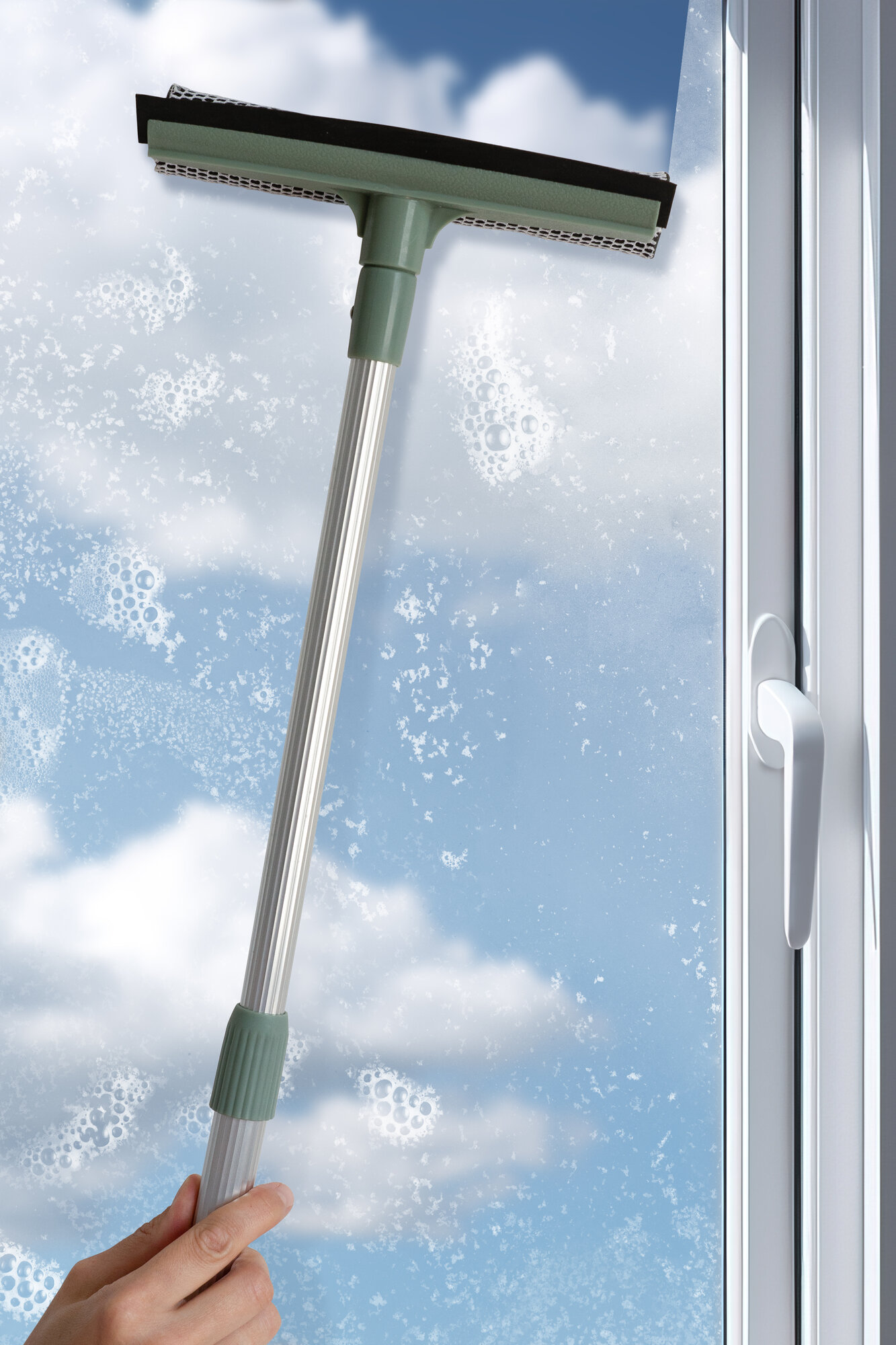 Окномойка с телескопической ручкой и водосгоном MILEY "Naturals"