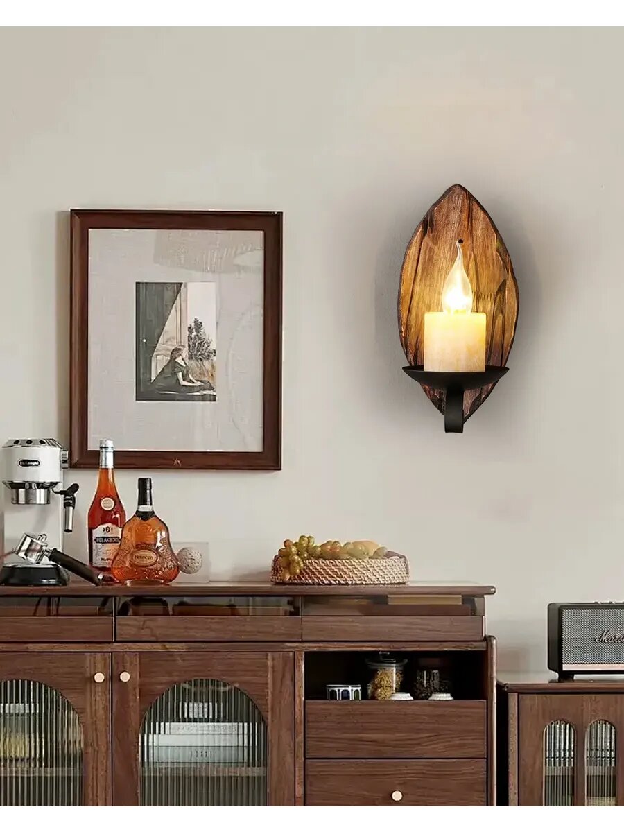 Светильник "Винтажный" E14 дерево/стекло/железо, абажур стеклянный, мощность 40 Вт