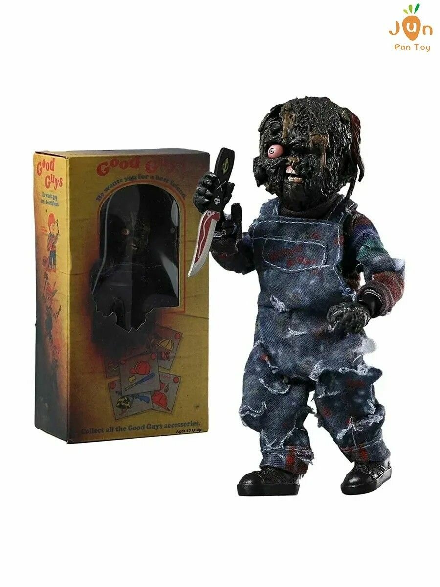 Кукла шарнирная Child's Play Charred Chucky / детские игрушки, с аксессуарами, коллекционная ценность, подходит в качестве подарок на день рождения