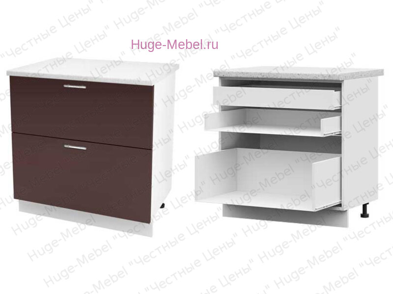 Кухонный шкаф нижний с внутренним ящиком 800 Ксения (шоколад) Huge Mebel . Ширина 800 Высота 840. Кухонные шкафы