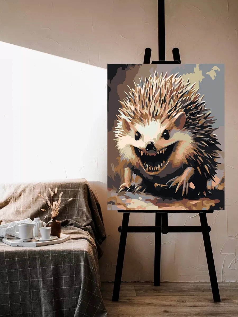 Картина по номерам Мультяшный Злой Ежик Животное Еж