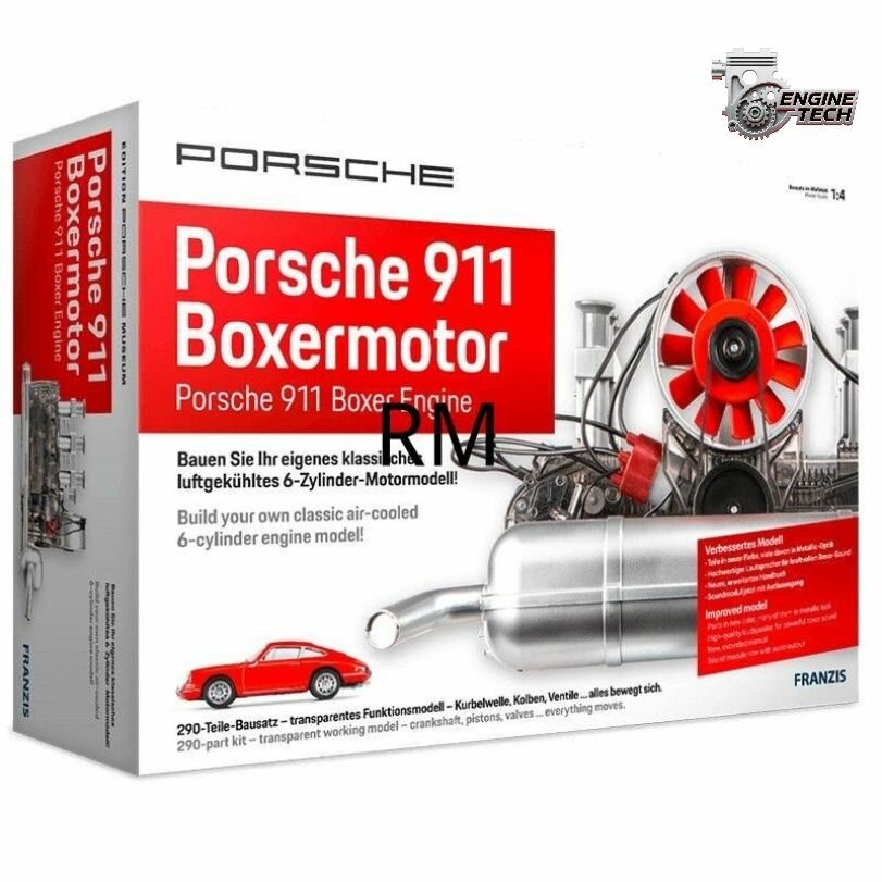 Эксклюзивный макет двигателя Porsche 911 Turbomotor от Franzis в масштабе 1:3, инструкция представлена на немецком языке