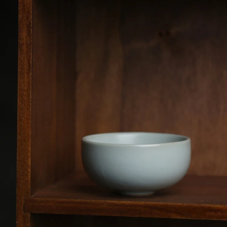 55 мл Ru Фарфоровая маленькая чашка Дзен Круглая, может поднять Ru Kiln Открытая чашка Кунг-фу Чайная чашка Пуэр Керамическая бытовая толстая мастер-чашка, teacup